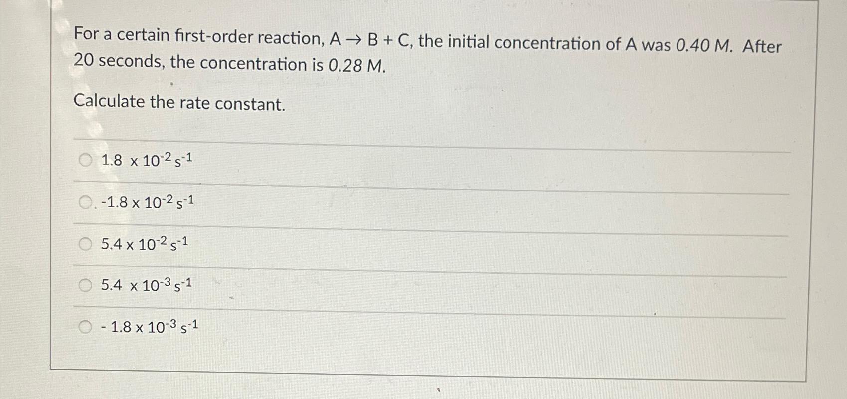 Solved For a certain first-order reaction, A→B+C, ﻿the | Chegg.com