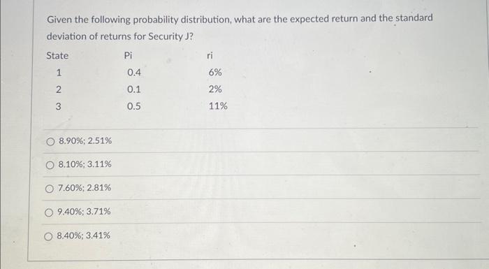 Solved Given the following probability distribution, what | Chegg.com