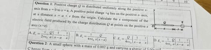 Solved Question 1: Positive charge Q is distributed | Chegg.com