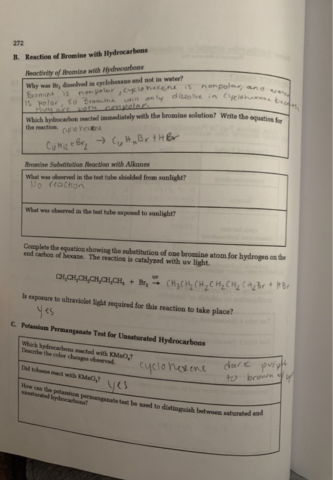 Solved Bromine Substitution Reaction with Alkanes What was | Chegg.com
