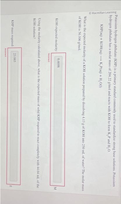 Solved Potassium hydrogen phthalate (KHP) is a primary | Chegg.com