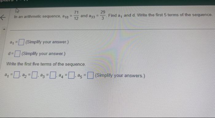 Solved In an arithmetic sequence, a18=1271 and a33=329. Find | Chegg.com