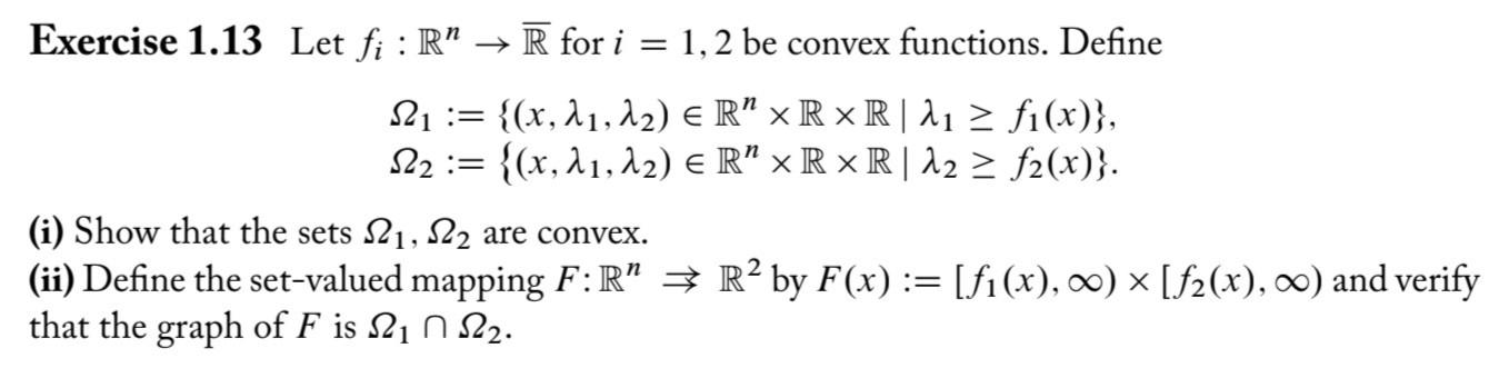 Solved Exercise 1.13 Let fi:Rn→R for i=1,2 be convex | Chegg.com