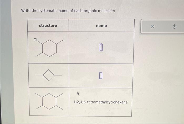 Solved Write the systematic name of each organic molecule: | Chegg.com