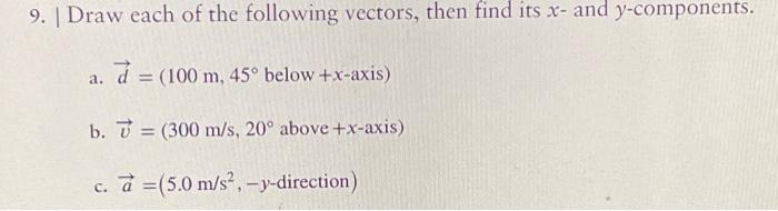 Solved 9. | Draw each of the following vectors, then find | Chegg.com