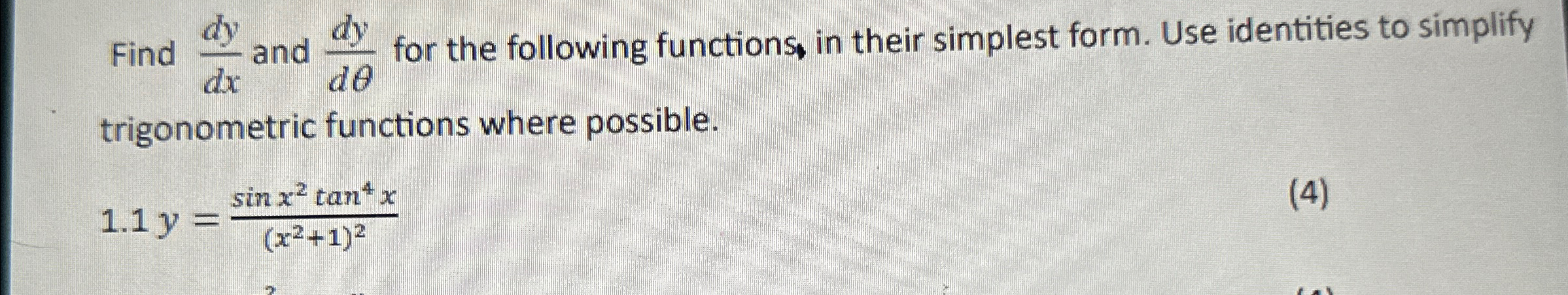 Solved Find dydx ﻿and dydθ ﻿for the following functions, in | Chegg.com