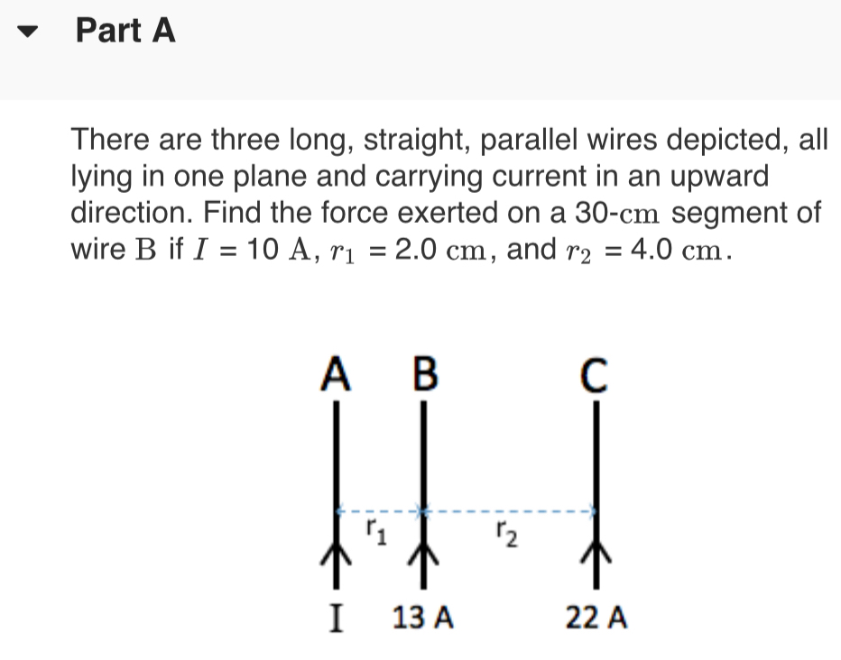 Solved Part AThere are three long, straight, parallel wires | Chegg.com