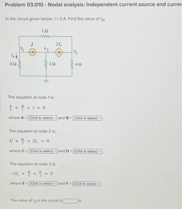 Solved Problem 03.010 - Nodal analysis: Independent current | Chegg.com