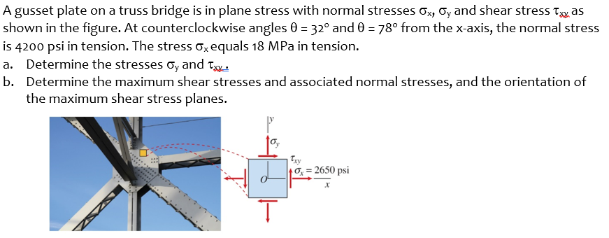 Solved A gusset plate on a truss bridge is in plane stress | Chegg.com