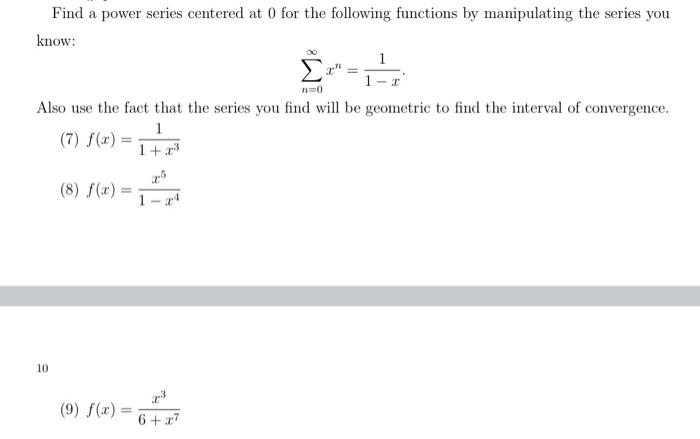 Solved Find a power series centered at 0 for the following | Chegg.com