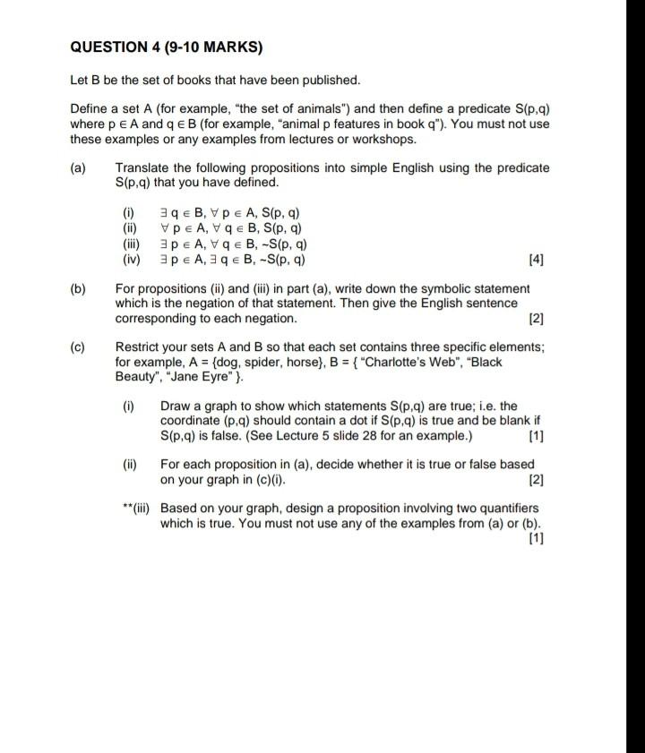 Solved QUESTION 4 (9-10 MARKS) Let B be the set of books | Chegg.com
