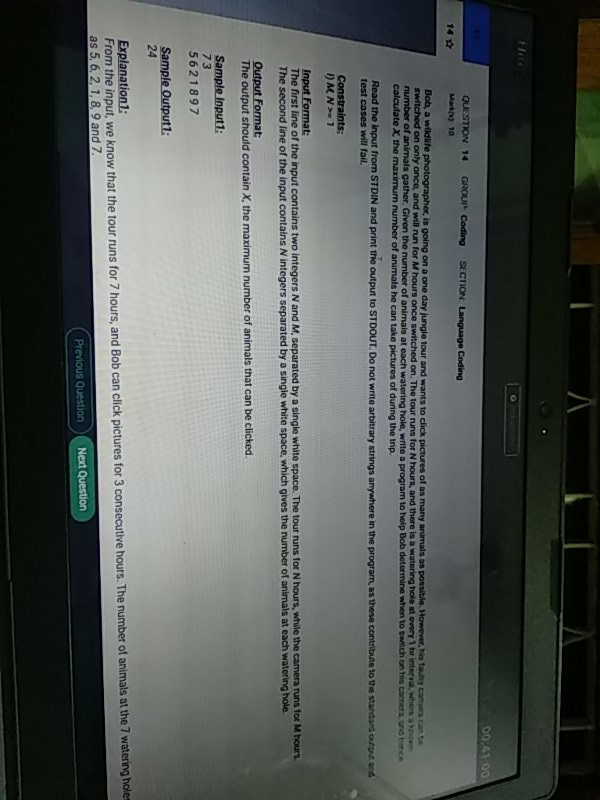 Solved 00:41:00 QUESTION 14 GROUP Coding SECTION Language | Chegg.com
