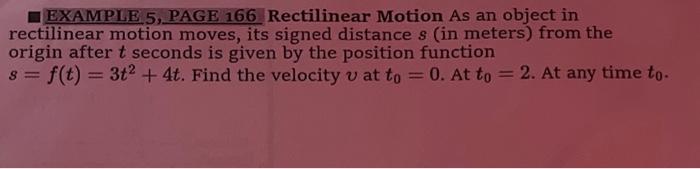 Solved EXAMPLE 5, PAGE 166 Rectilinear Motion As an object | Chegg.com