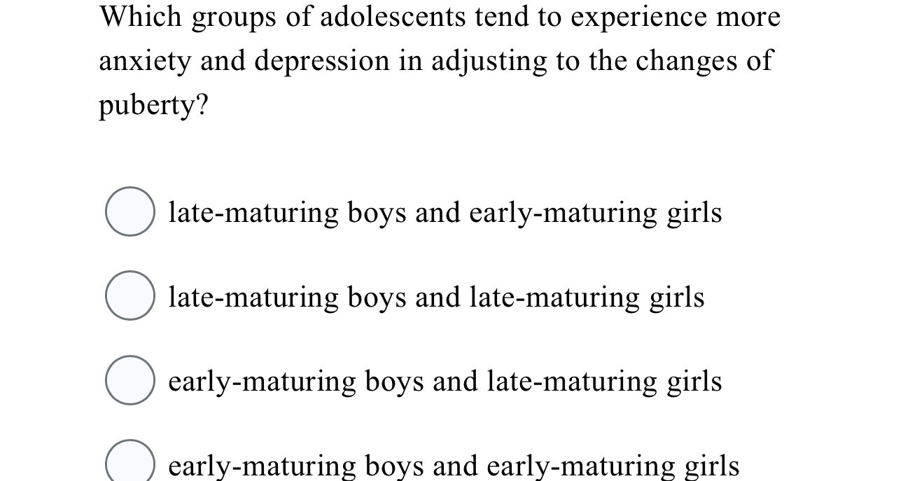 Solved Which groups of adolescents tend to experience more | Chegg.com