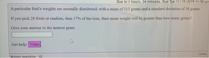 Solved A particular fruit's weights are normally | Chegg.com