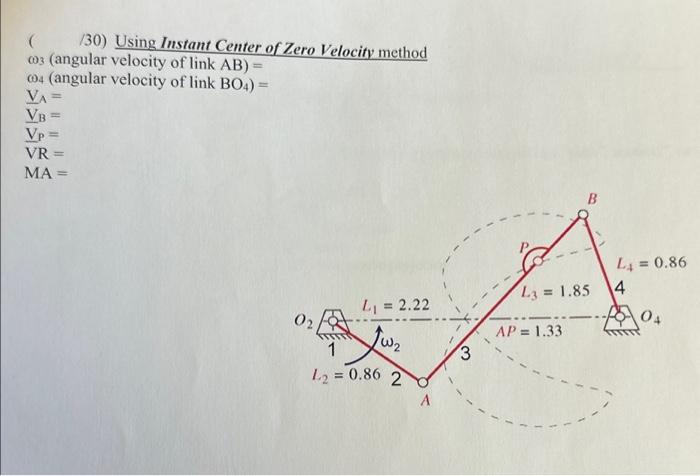 Solved ( /30) Using Instant Center of Zero Velocity method | Chegg.com