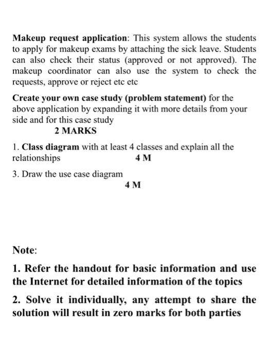 Solved Makeup request application: This system allows the | Chegg.com