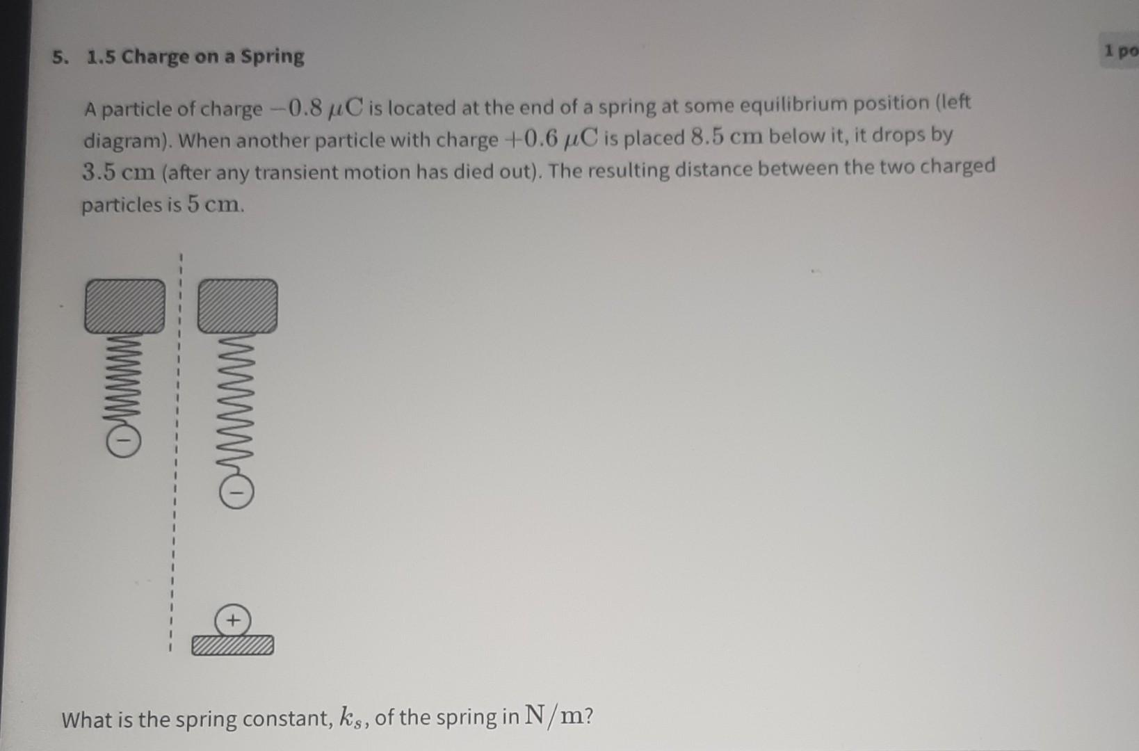 Solved 5. 1.5 Charge on a Spring A particle of charge −0.8μC | Chegg.com