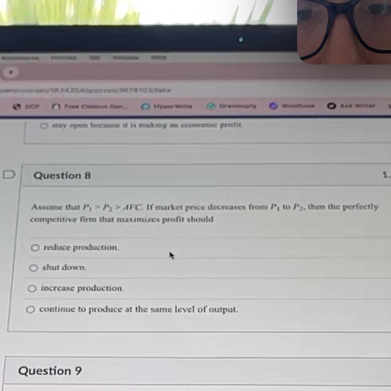 Solved Question 8Assume that P1>P2>AVC. If market price | Chegg.com