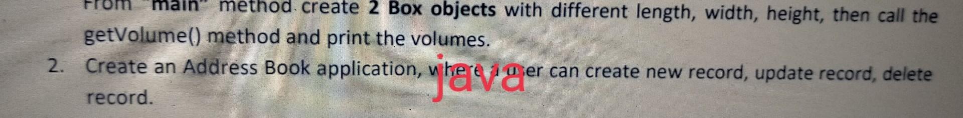 Solved method.create 2 Box objects with different length, | Chegg.com