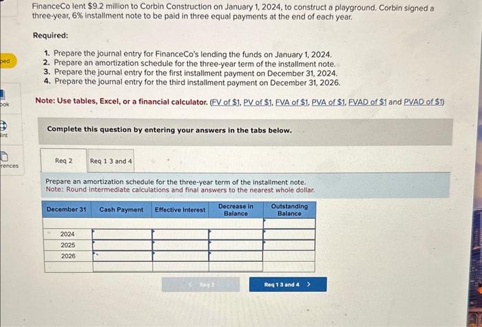 Solved three-year, 6% installment note to be paid in three | Chegg.com