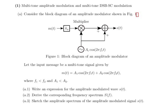 Solved (1) Multi-tone amplitude modulation and multi-tone | Chegg.com