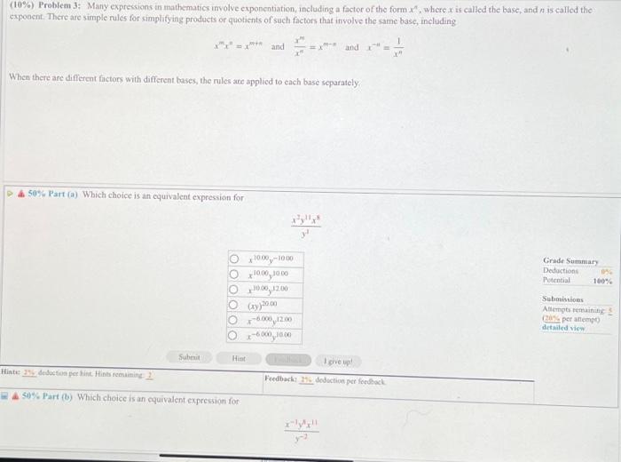 Solved (10\%) Problem 3: Many expressions in mathematics | Chegg.com