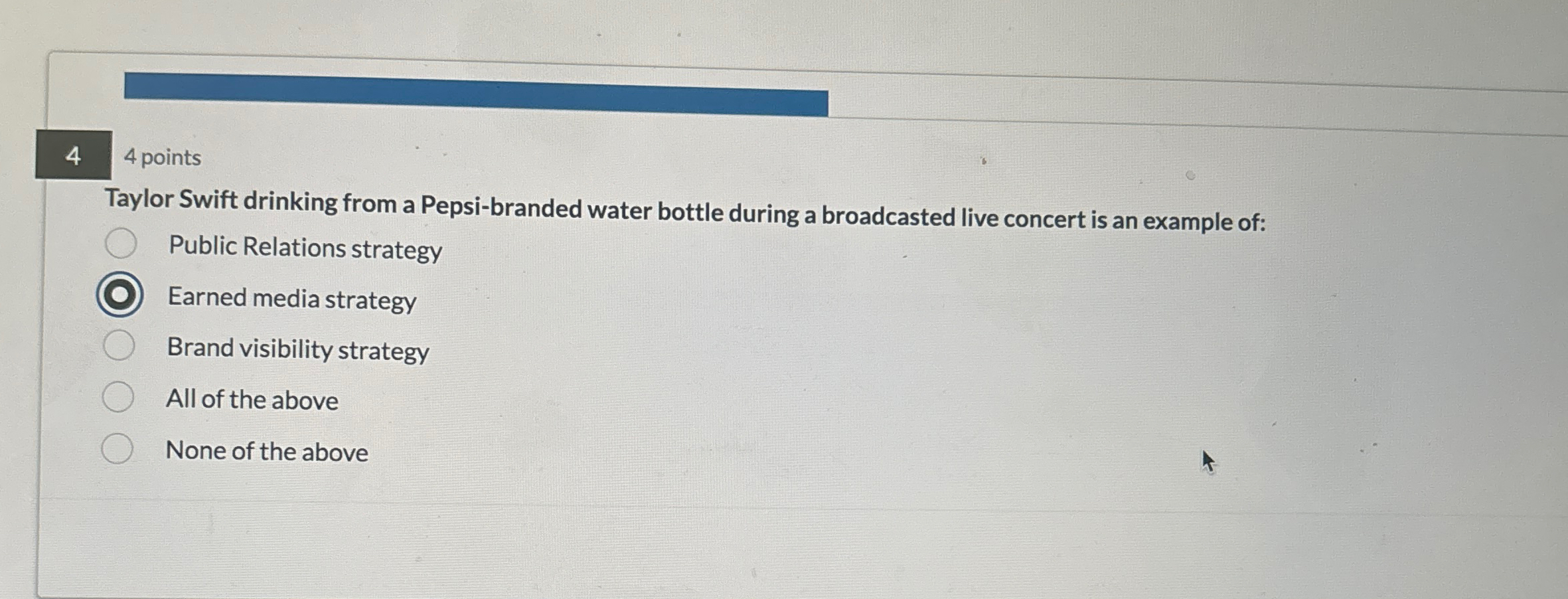 Solved 44 ﻿pointsTaylor Swift drinking from a Pepsi-branded | Chegg.com