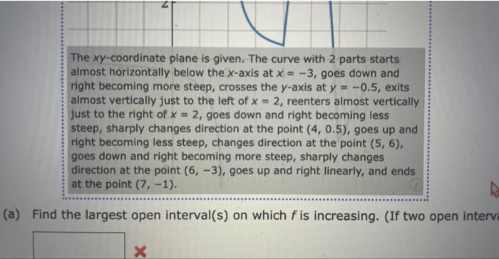 Solved x xThe xy-coordinate plane is given. The curve with 2 | Chegg.com