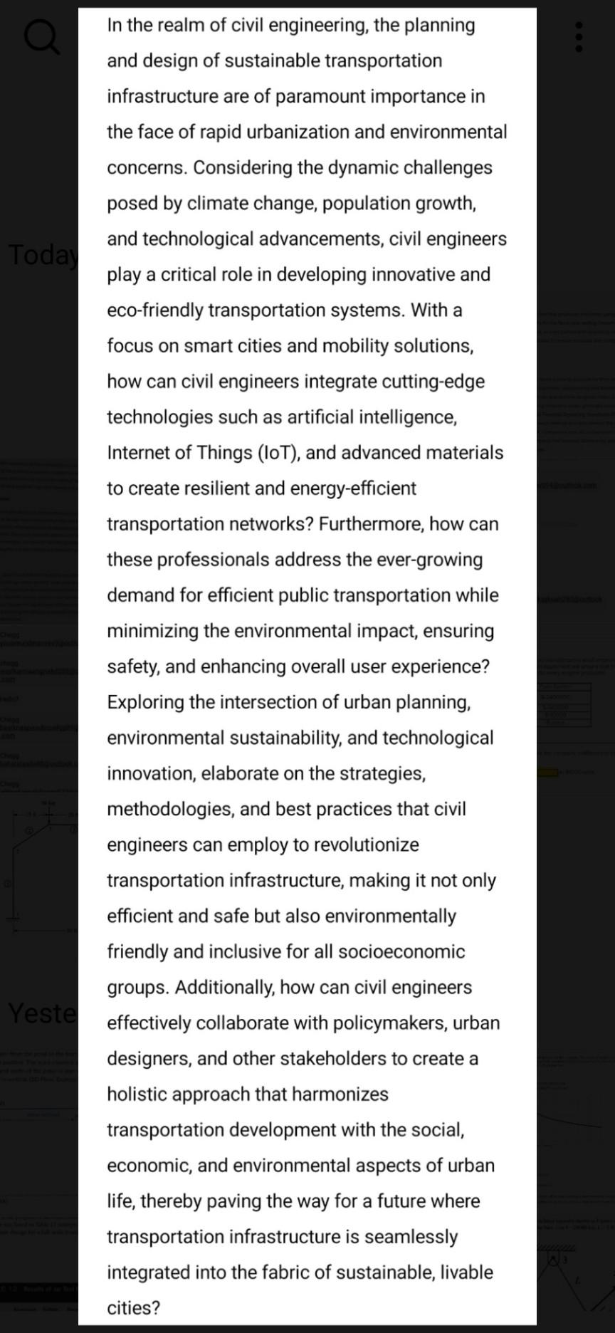 Solved In the realm of civil engineering, the planning and | Chegg.com