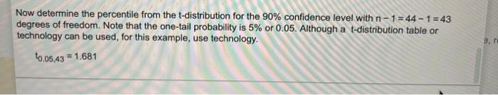 Solved Now determine the percentile from the t-distribution | Chegg.com