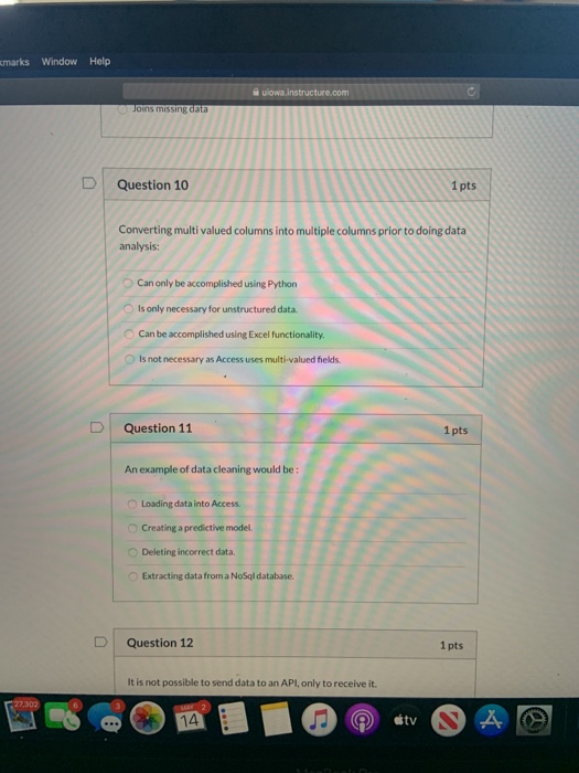 Solved kmarks Window Help ulowa instructure.com Joins | Chegg.com