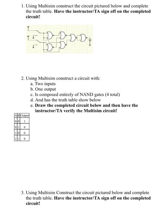 Solved 1. Using Multisim construct the circuit pictured | Chegg.com