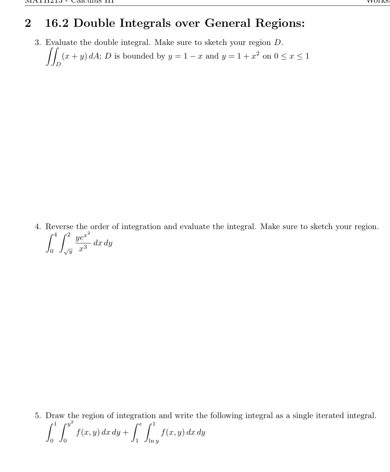 Solved 2 16.2 ﻿Double Integrals over General | Chegg.com