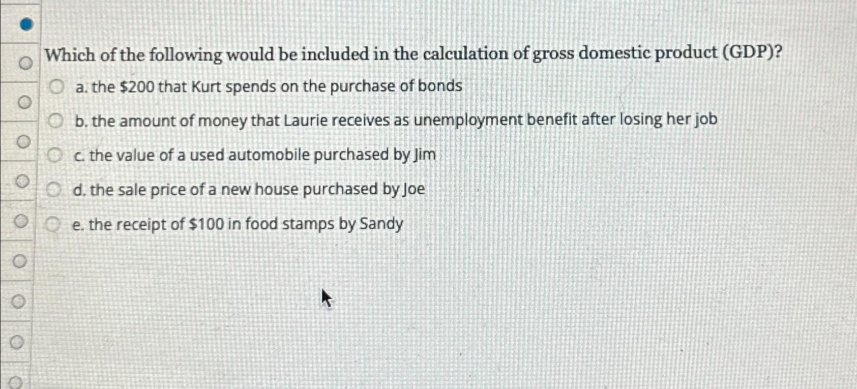 Solved Which of the following would be included in the | Chegg.com