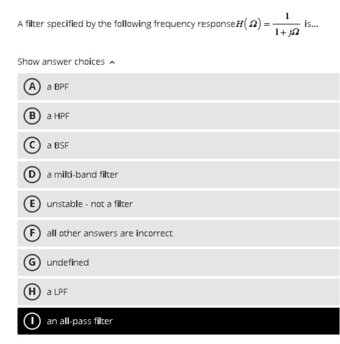 Solved A filter specified by the following frequency | Chegg.com