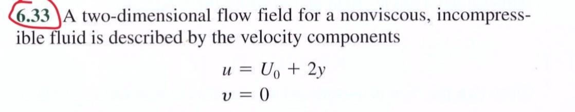 Solved 6.33 A two-dimensional flow field for a nonviscous, | Chegg.com