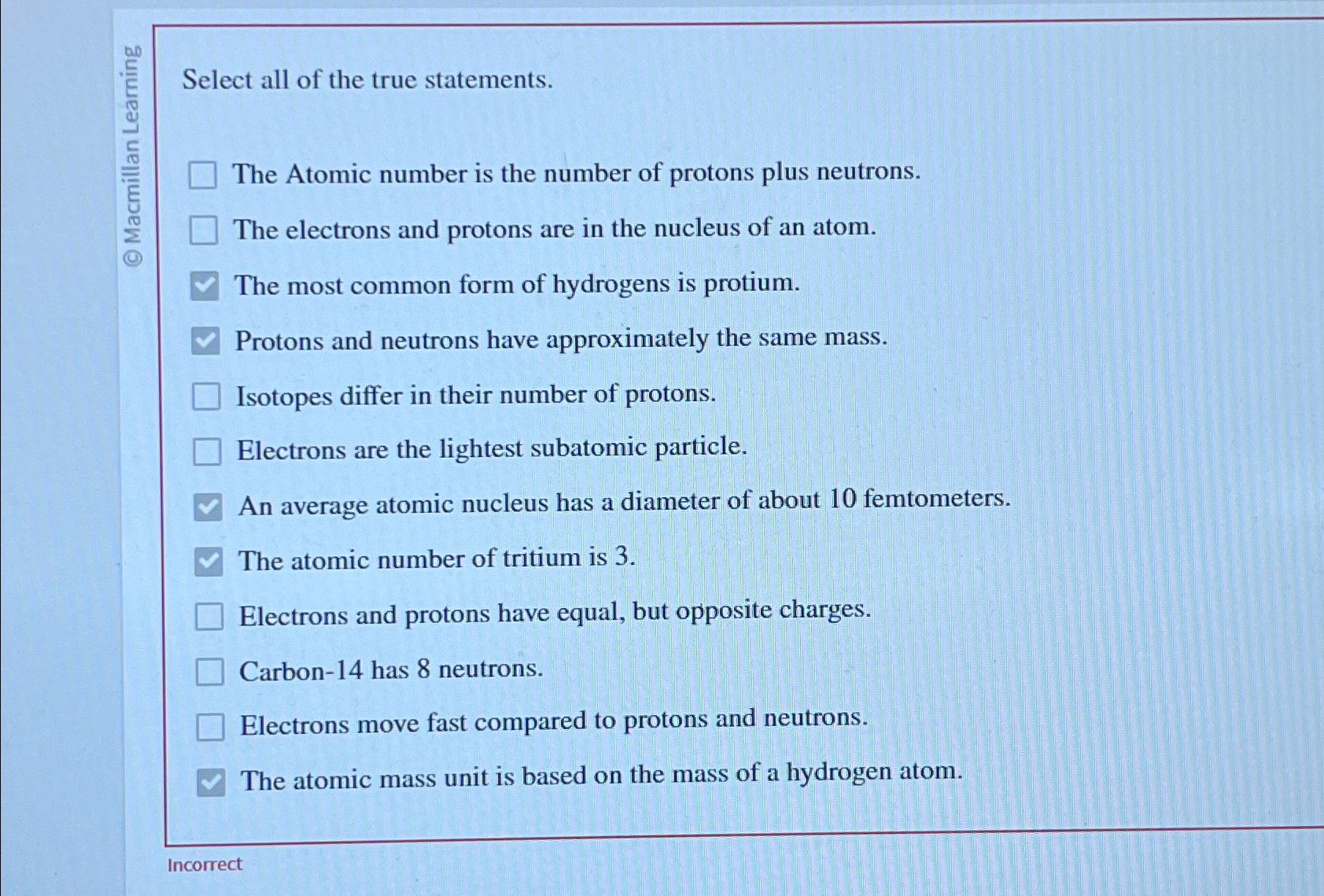 Solved Select all of the true statements.The Atomic number | Chegg.com