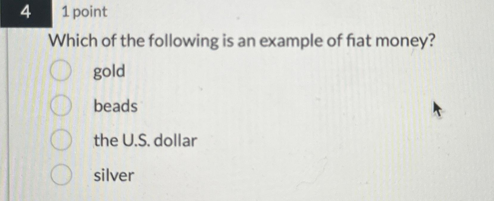 Solved 4,1 ﻿pointWhich of the following is an example of | Chegg.com