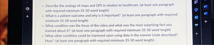 Solved Describe the analogy of maps and GPS in relation to | Chegg.com