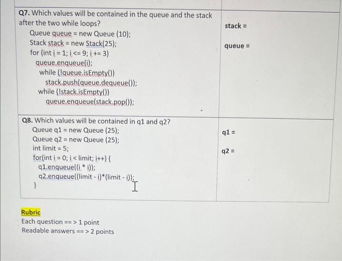 Solved Q4. What elements are in each Stack? Stack stackOne = | Chegg.com