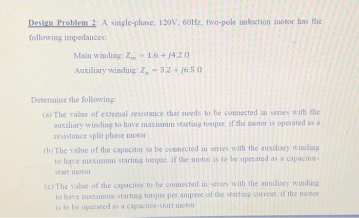 Solved Design Problem 2: A single-phase. 120V, 60Hz, | Chegg.com