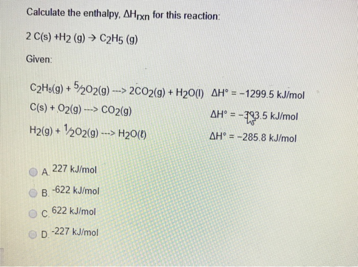 Solved Calculate the enthalpy, AHrxn for this reaction: 2 | Chegg.com