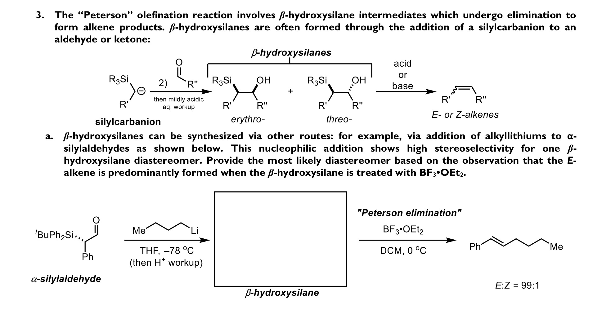 Solved The "Peterson" olefination reaction involves \beta | Chegg.com