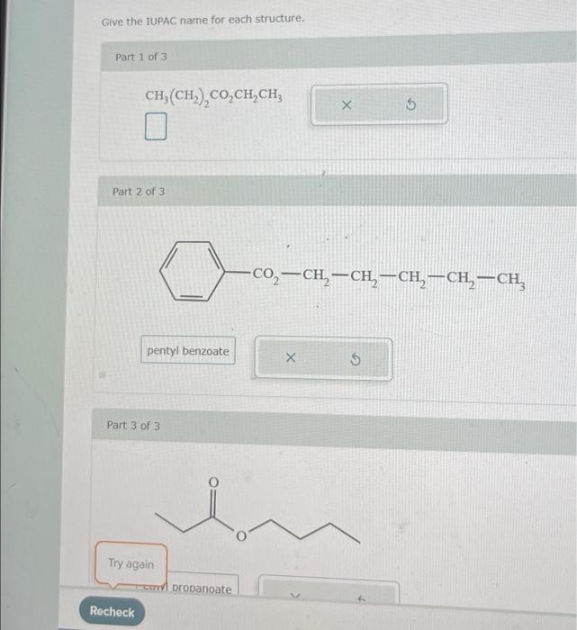 Solved Give the IUPAC name for each structure. Part 1 of 3 | Chegg.com