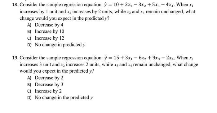 Solved 18. Consider the sample regression equation | Chegg.com