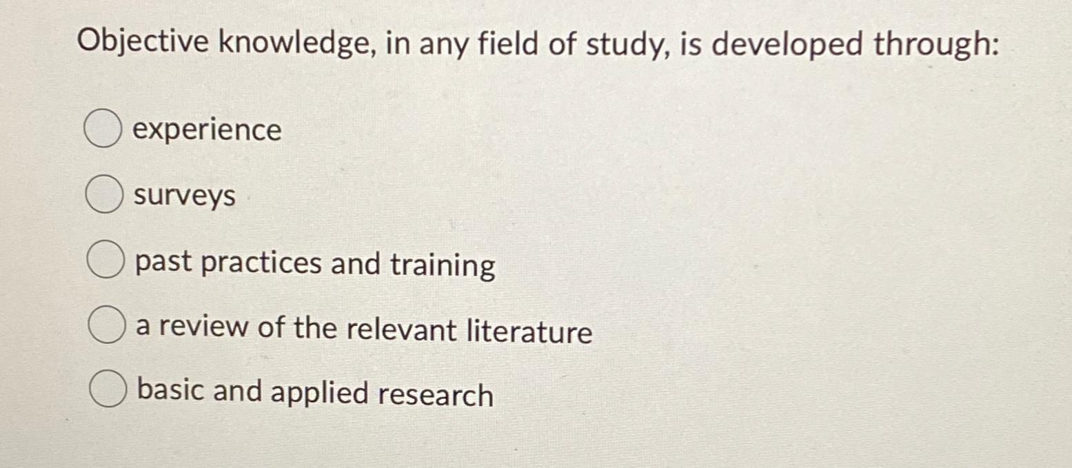 Solved Objective knowledge, in any field of study, is | Chegg.com