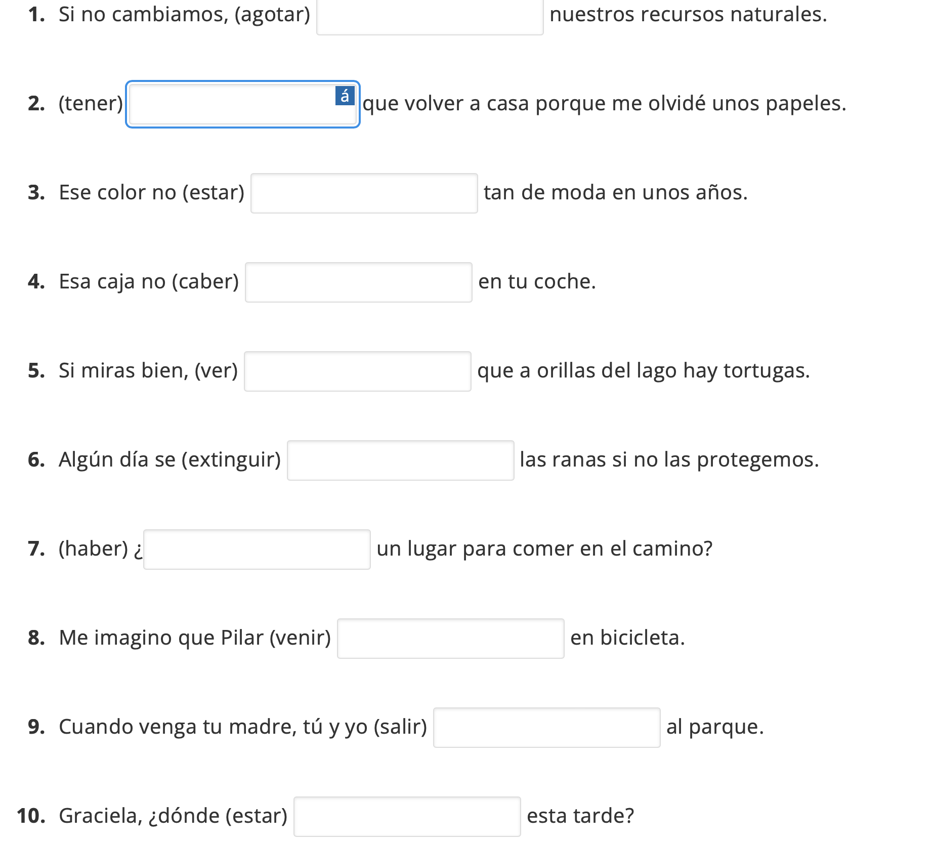 Put these in future tense: Si no cambiamos, (agotar) | Chegg.com