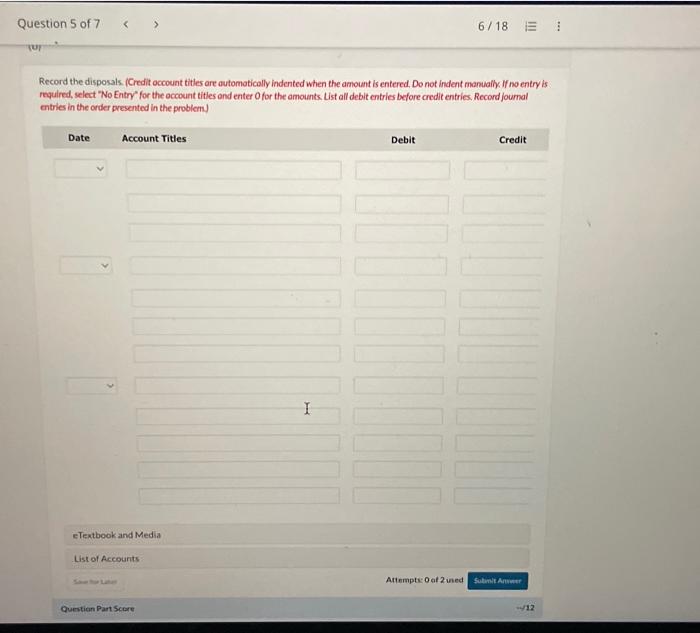 Solved Record the disposals. (Credit occount titles are | Chegg.com