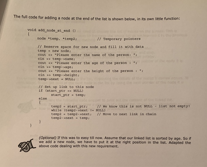 Solved adding a node in the right position of given | Chegg.com